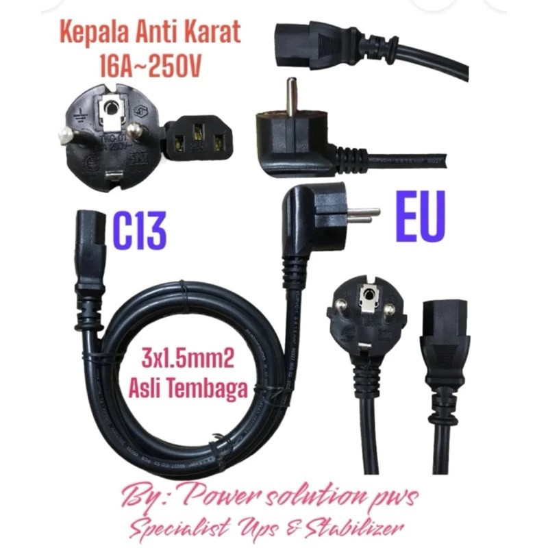 Jual Kabel Power Bagus Tebal 3x1.5mm 16A 250v - 300v 4000watt Max Kabel ...