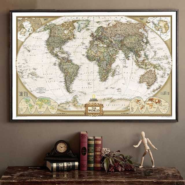 Jual SPCR Poster Peta Dunia Large Vintage World Map 103x69cm N40E0Y ...