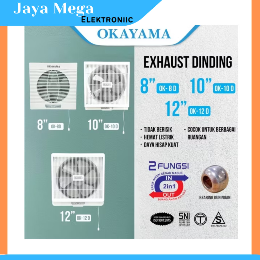 Jual OKAYAMA 8/10/12 inch Kipas Angin Exhaust fan Hexos Dinding Plafon ...
