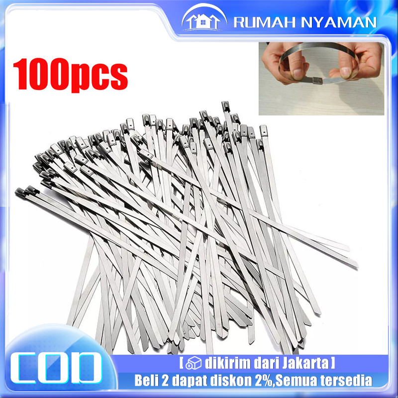 Jual 100PCS Kabel Ties Stainless SS304 / Tali Pengikat Stainless / Cable Tie Stainless 4.6mm ...