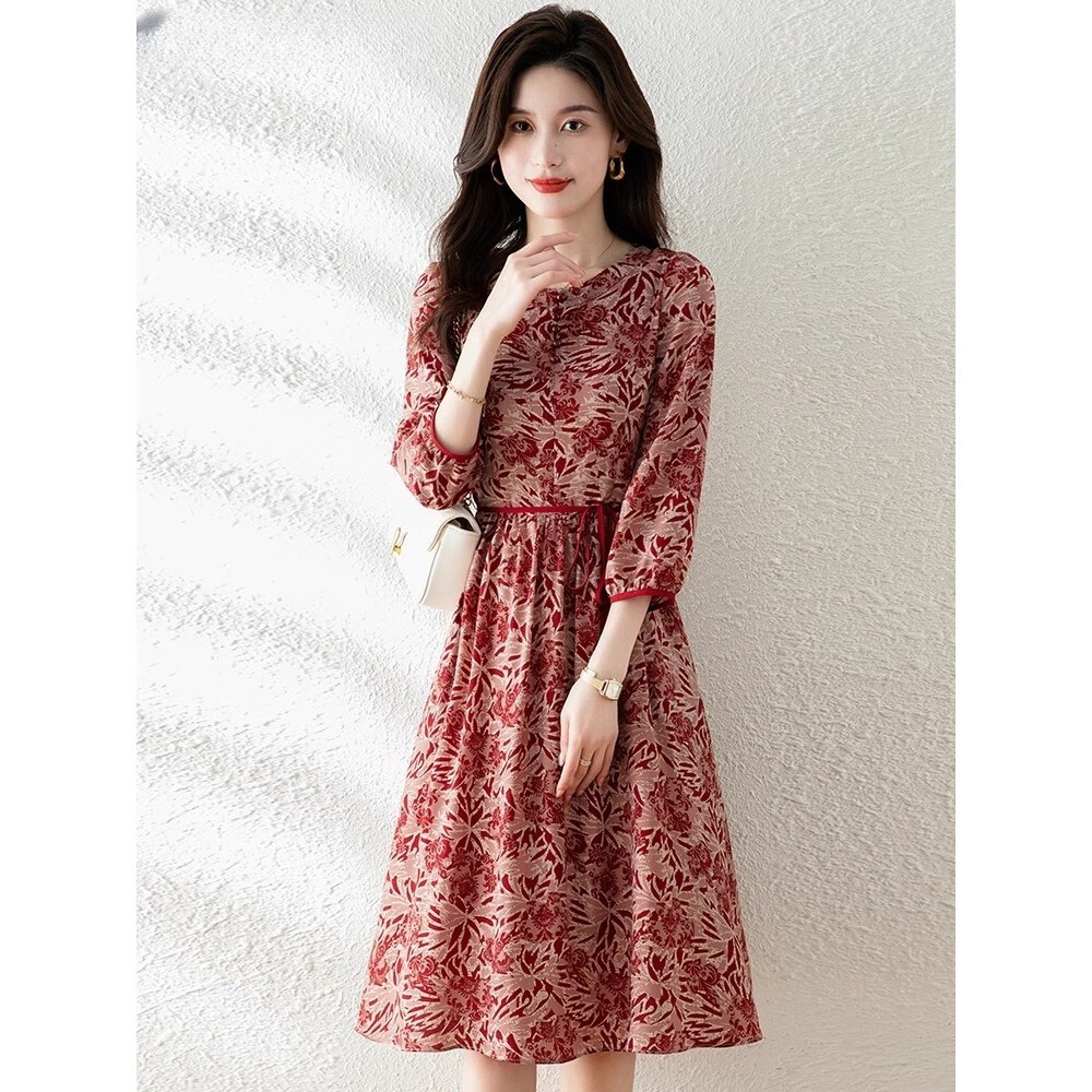 Jual Gaun Midi Wanita Gaya Casual | Motif Bunga Indah dengan Warna ...