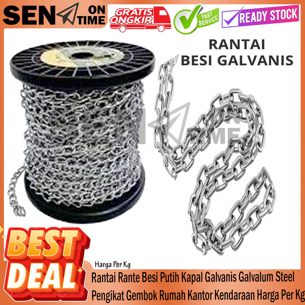 Jual Rantai Rante Besi Putih Kapal Galvanis Galvalum Steel Chain Chai ...