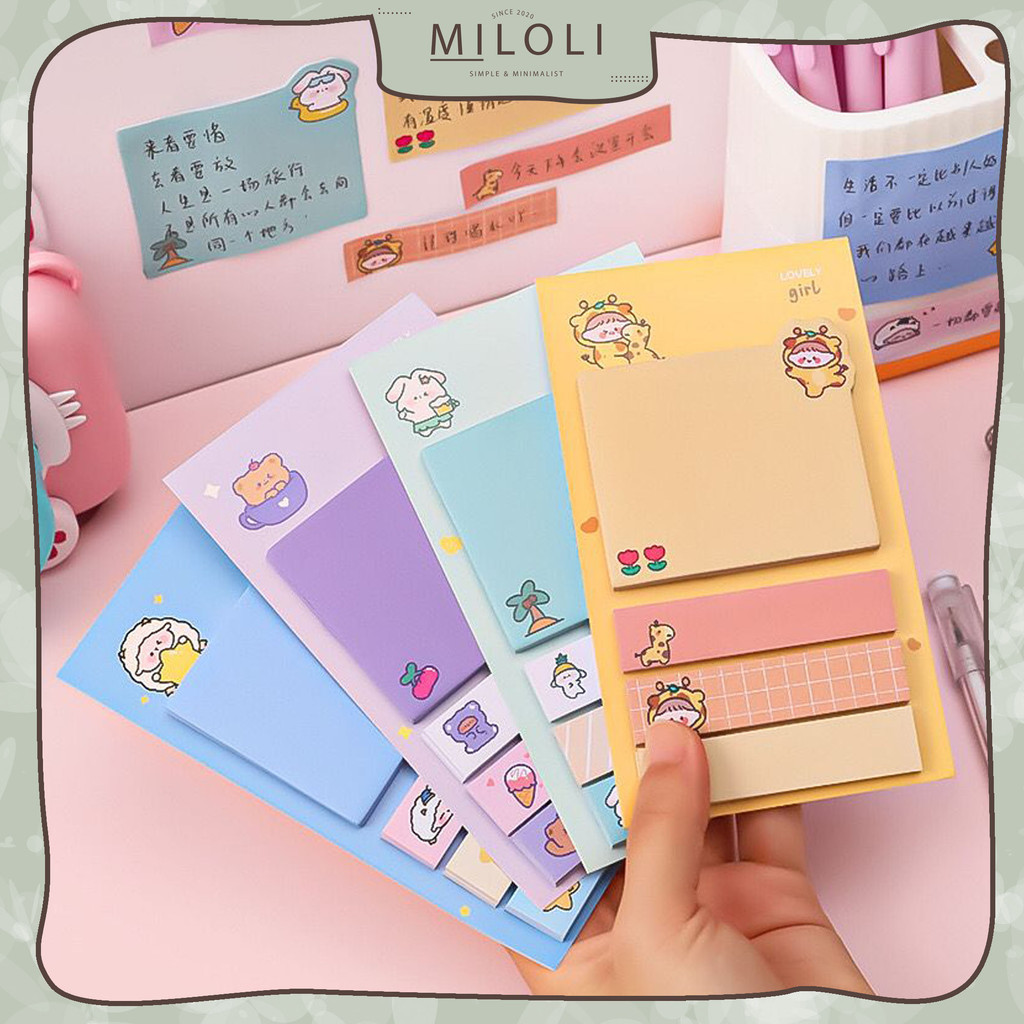 Jual [MILOLI] 20Sheets CARTOON BEAR STICKY NOTES Self-Stick Note Memo ...