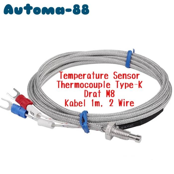 Jual LT68 - Sensor Thermocouple Drat M8 2 Wire Termokopel Type-K Kabel ...