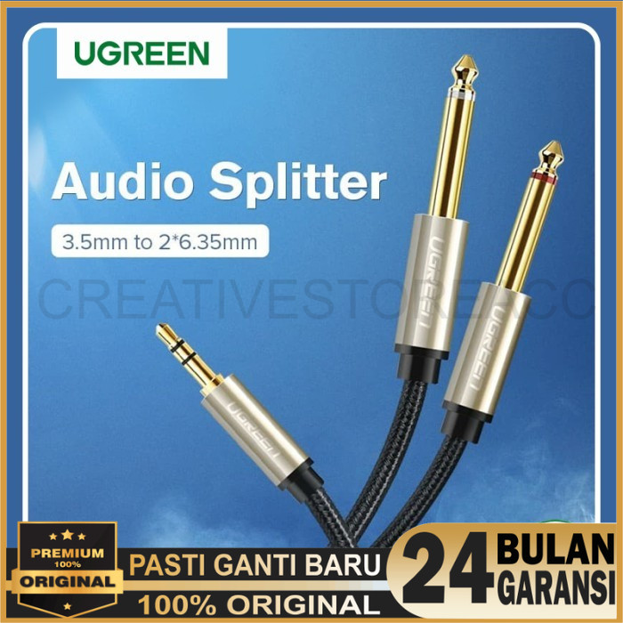 Jual UGREEN Kabel Aux Jack 3.5mm to Dual 6.5mm Male - Ugreen 10613 10615 10618 10619 Jack 3.5mm ...