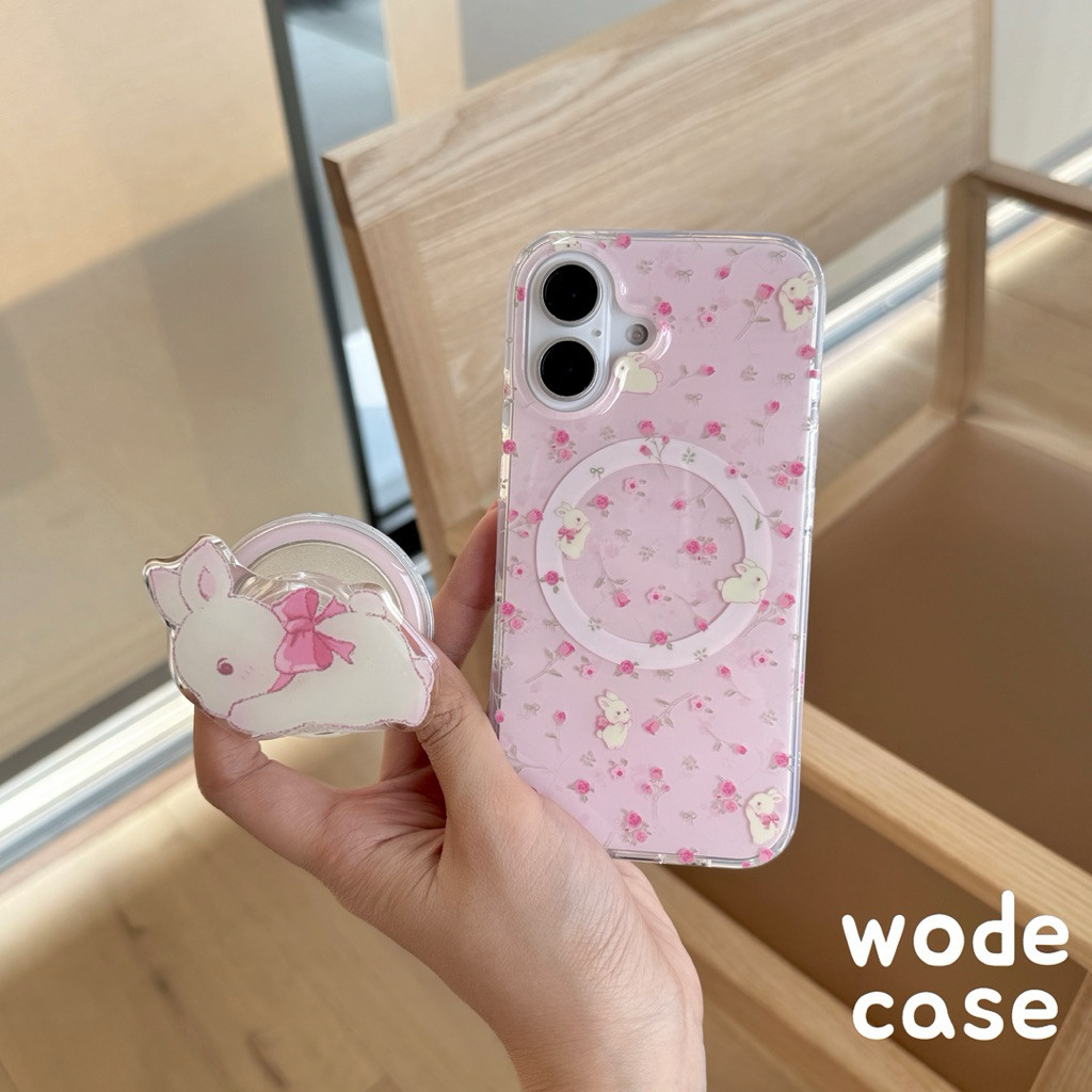 Jual WODECASE Blush Bunny Set Protective Magsafe Case dan Magnetic Griptok untuk iPhone 13-16 ...