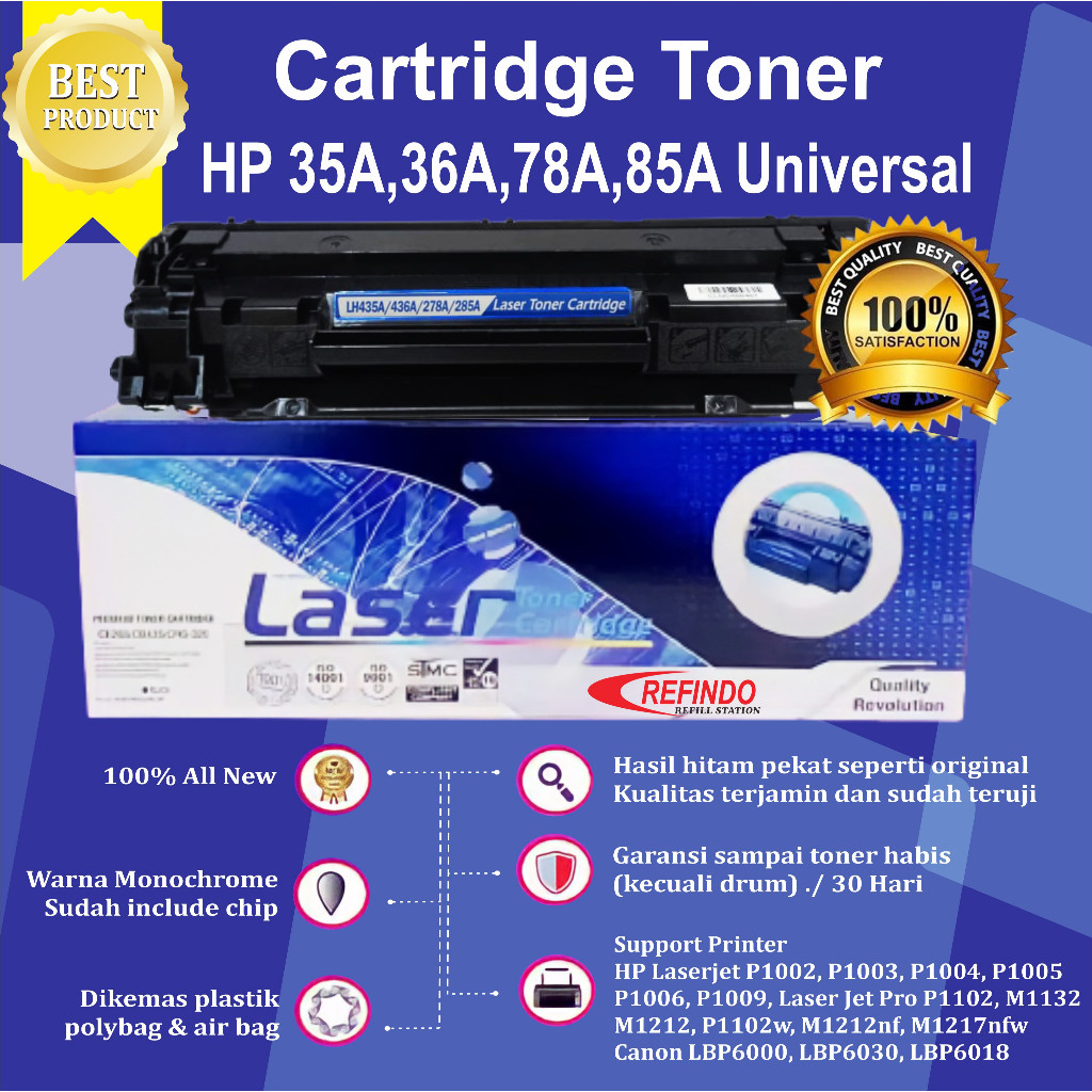 Jual Toner Cartridge Compatible Universal 35A 36A 78A 85A HP Printer ...