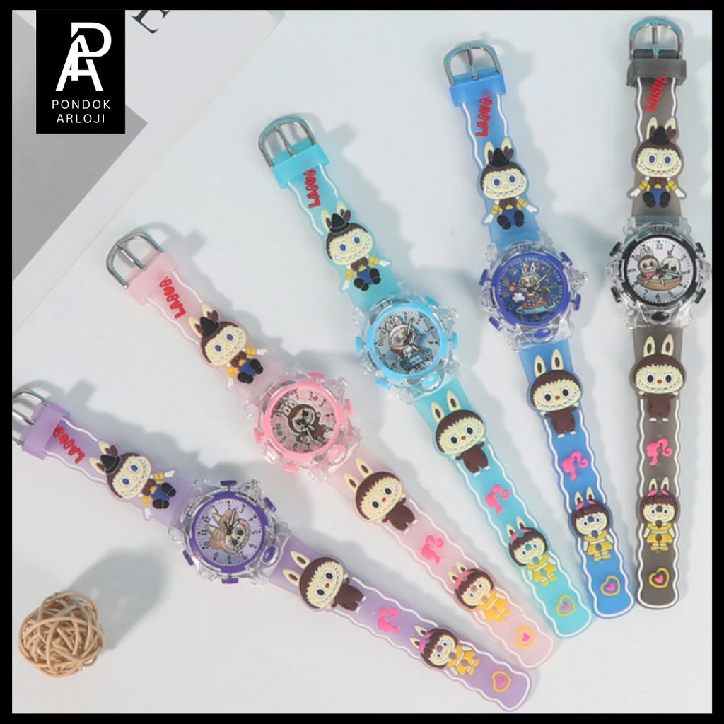 Jual Jam Tangan Anak JA037 LABUBU Analog 3D Lampu LED Perempuan Jam ...