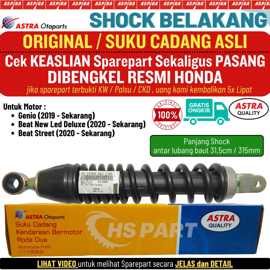 Jual Shock Shockbreaker Belakang Beat New Deluxe Street Genio 2020 2021 ...