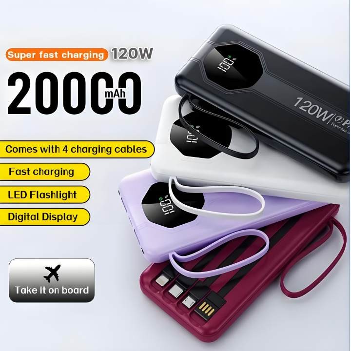 Jual PD20W 20000mAh Fast Charging Powerbank With 4 Kabels Lightning ...