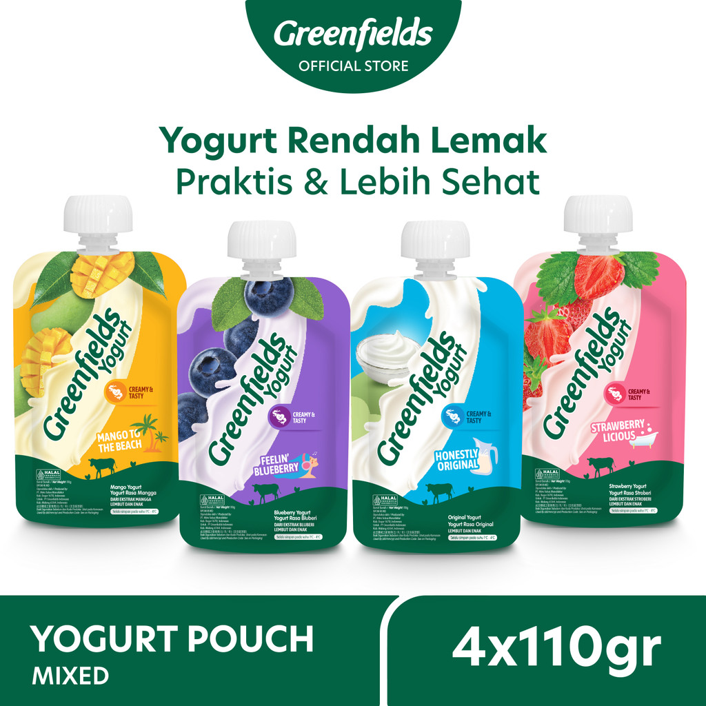 Jual [Bundling 4] Greenfields Yogurt Pouch Mix Varian 110gr - Fresh ...