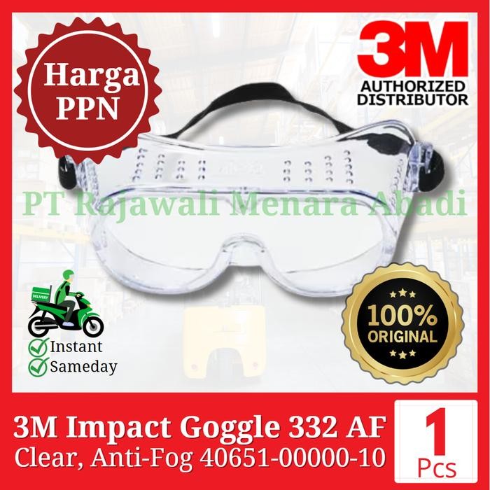 Jual 3M Impact Safety Goggle 332 AF, Anti-Fog Lens, Clear 40651-00000 ...