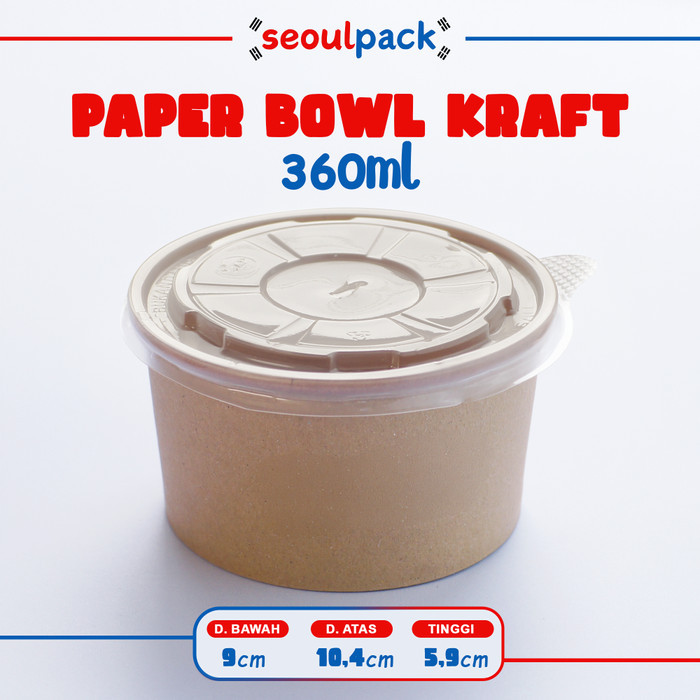 Jual Paper Bowl Kraft 360ml + Tutup (25pcs) - Rice Bowl, Mangkok Kertas ...