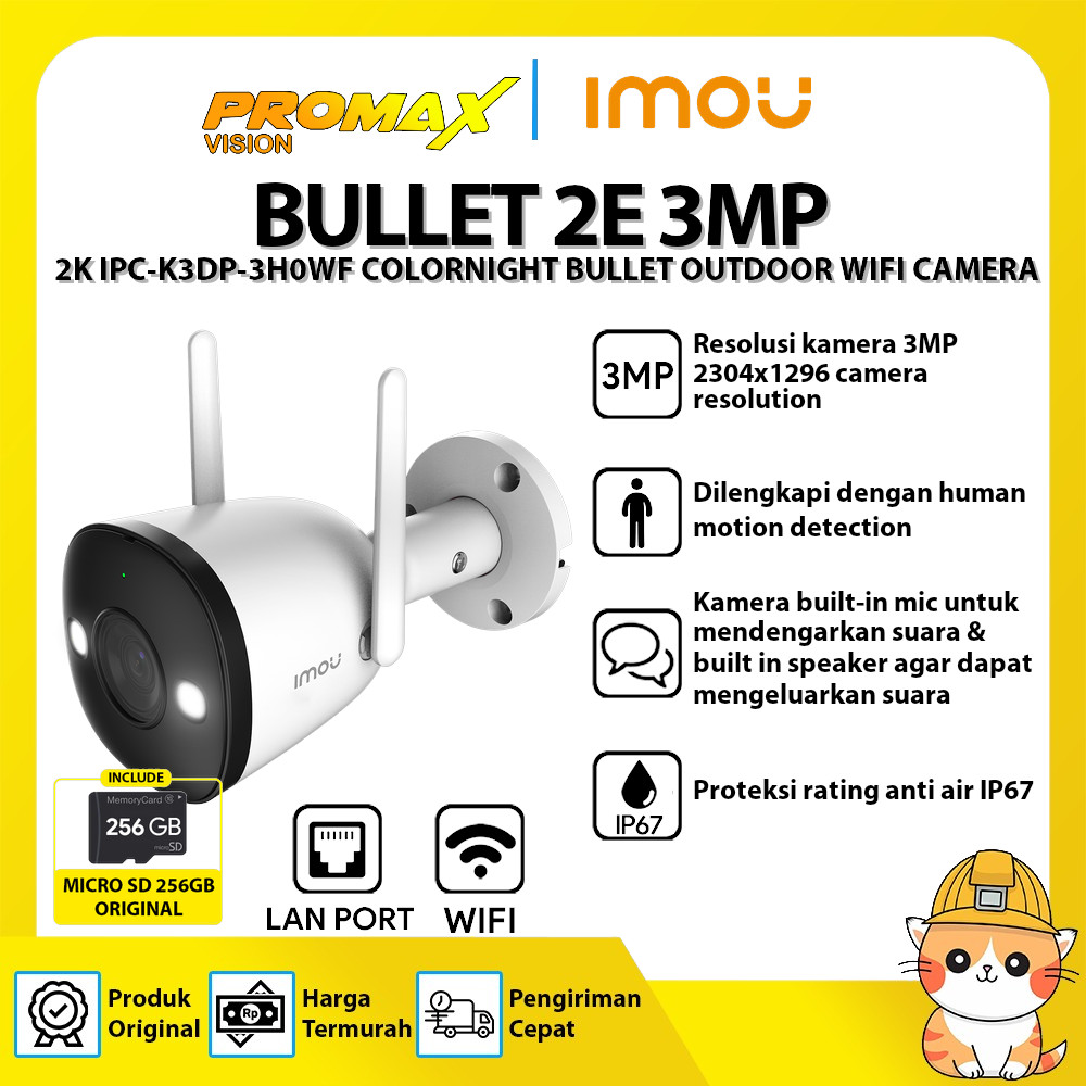Jual IMOU BULLET 2E 3MP 2K IPC-K3DP-3H0WF COLORNIGHT BULLET OUTDOOR ...