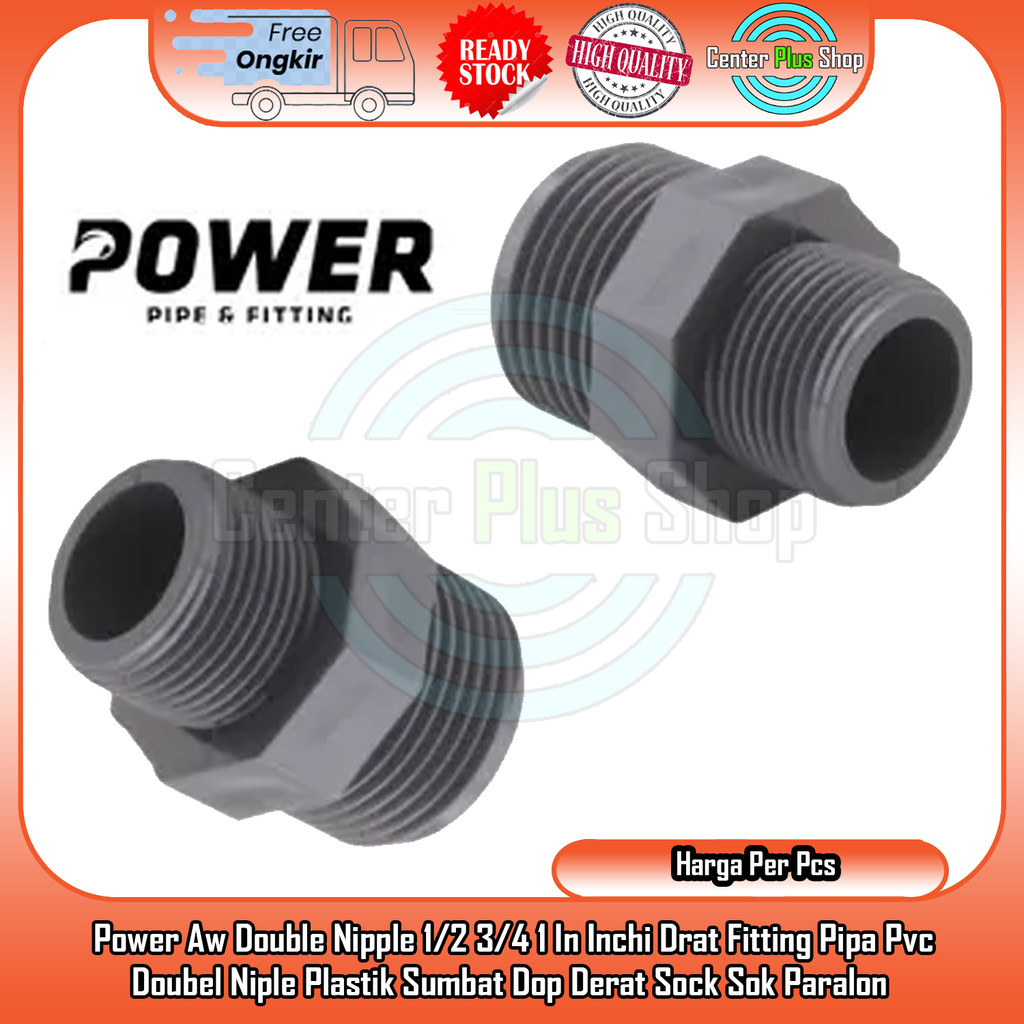 Jual Power Aw Double Nipple ½ ¾ 1 Inci Inch Doble Nipel Ulir Konektor ...