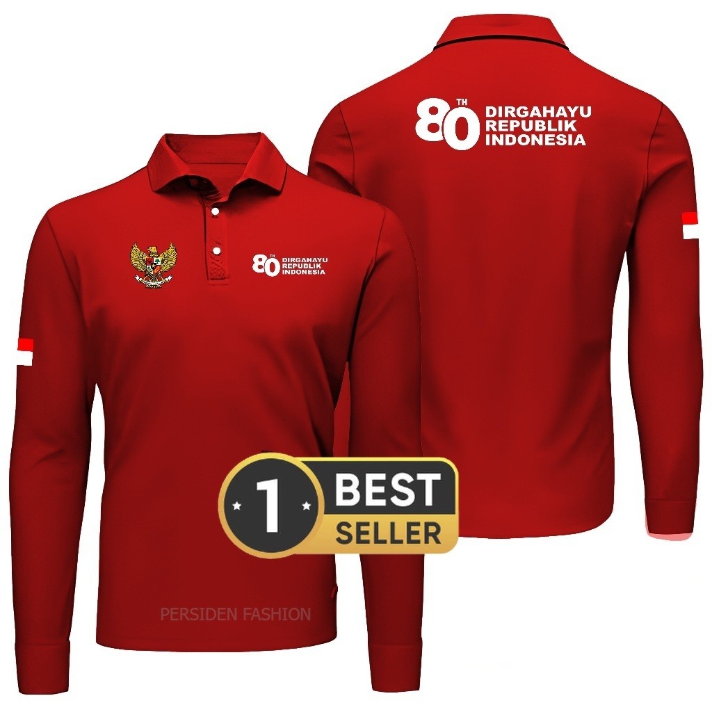 Jual Promo Baju Kaos Kerah Hut Ri Ke 80 Tahun Kemerdekaan Indonesia Lengan Panjang 2025 Terbaru ...