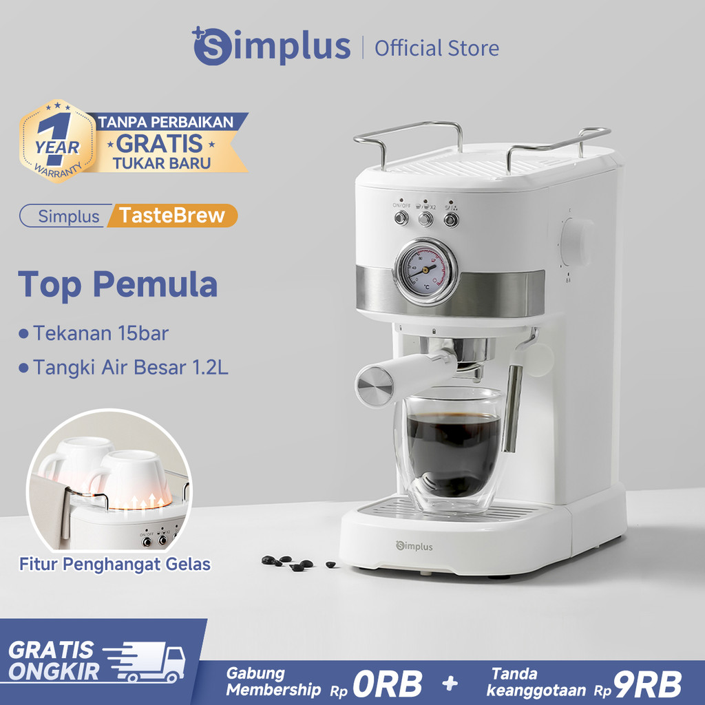 Jual Simplus Mesin Espresso Semi Otomatis Tekanan 15bar Kapasitas Tangki 1,2L Ekstraksi 2 Gelas ...
