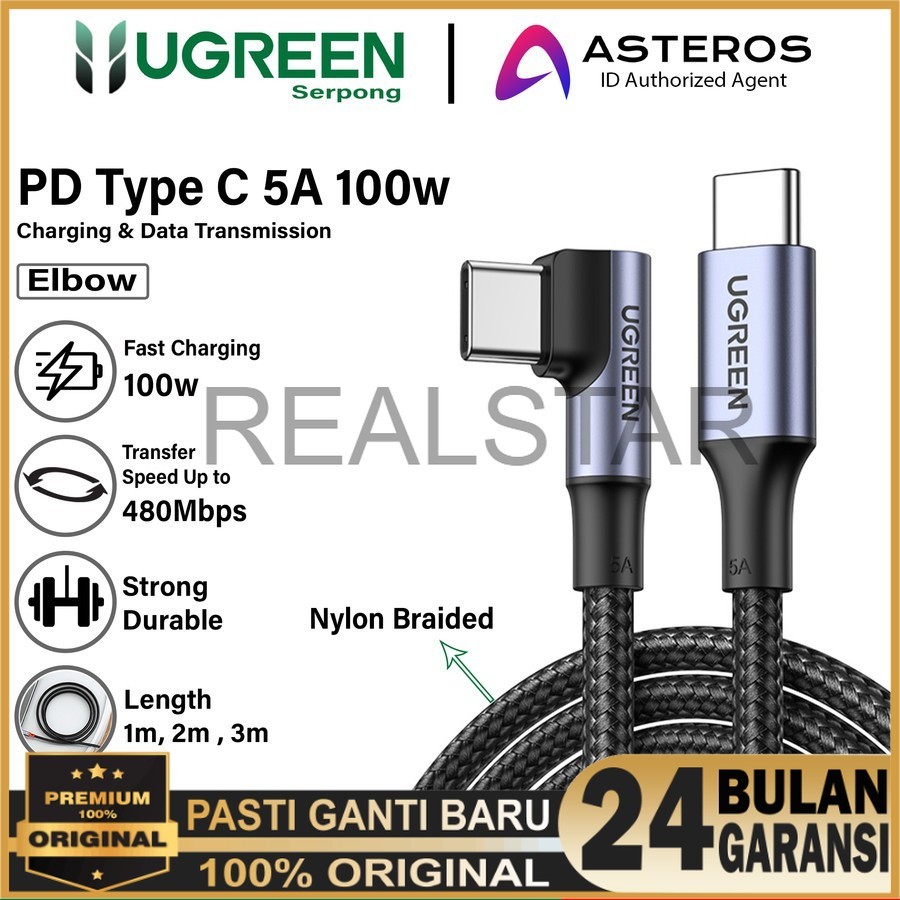 Jual UGREEN Kabel Data USB C to C Fast Charger 100W 5A - 80371 / 80732 ...