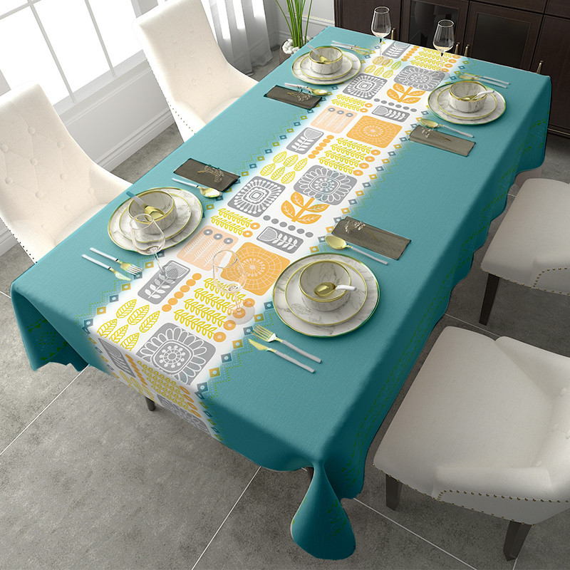 Jual Taplak Meja Makan Motif Geometris Minimalis Warna Biru Tosca ...