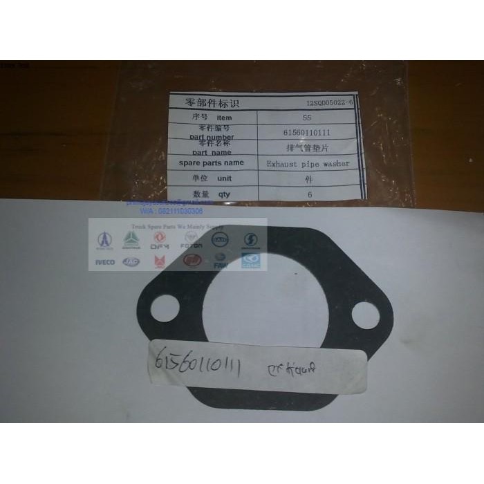 Jual Wechai Gasket Pipe Exhaust 61560110111 Shacman F2000 F3000 Genuine ...