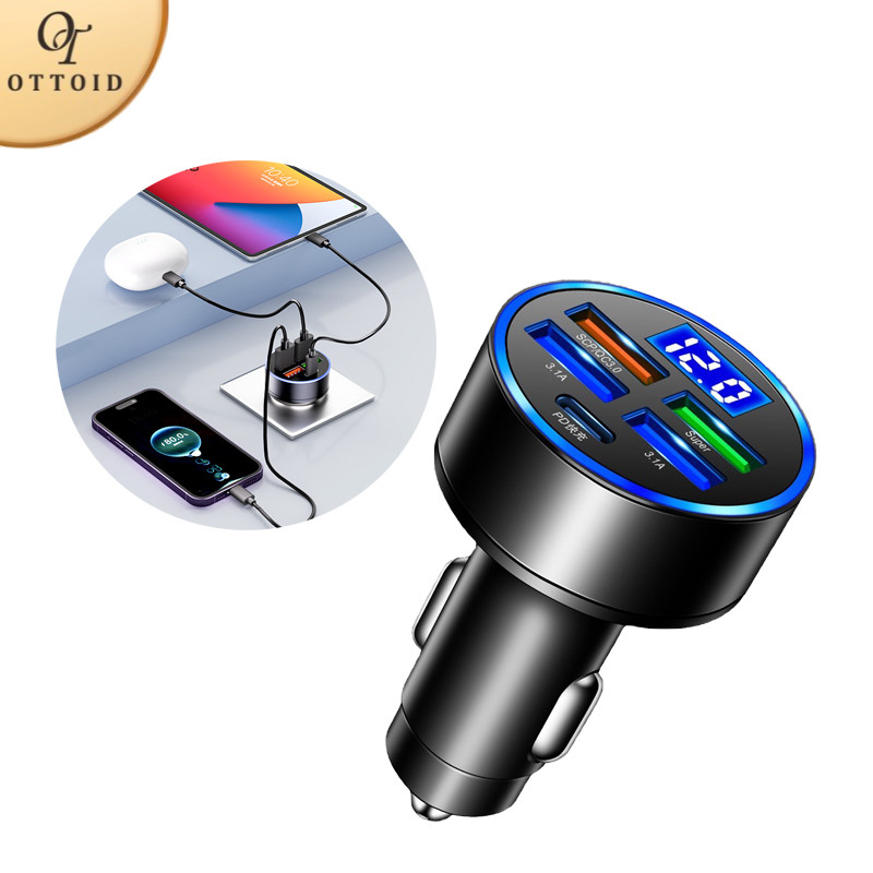 Jual OTTOID Charger Mobil Fast Charging Adaptor Charger Mobil 5 Port PD ...