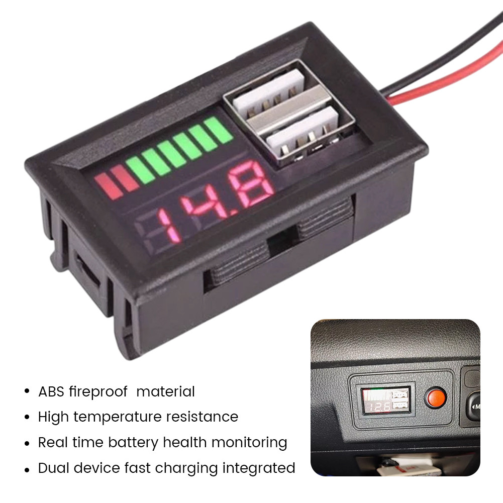 Jual [COD] 12V Display Volt Meter Indikator Level Baterai Aki Accu ...