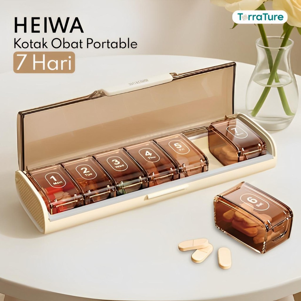 Jual TerraTure Kotak Obat Harian 7 Hari Wadah Tempat Obat Vitamin Kotak ...