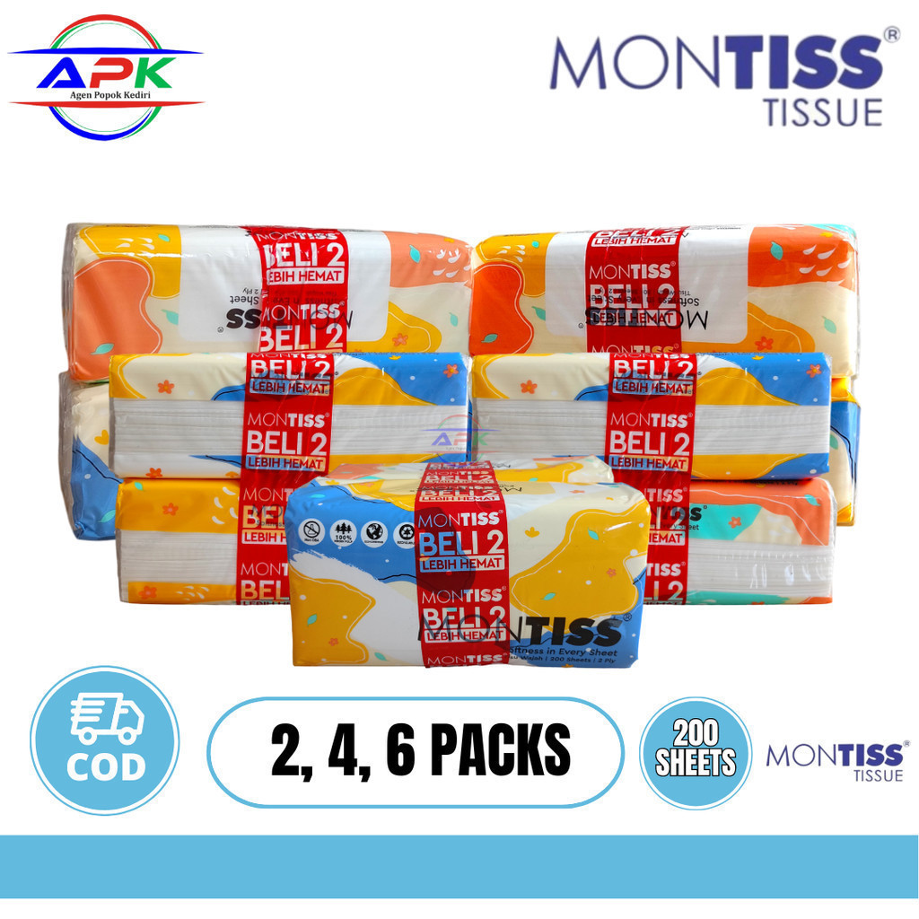 Jual PAKET 2 4 6 PACKS Montiss 200 Sheets | Favour Molang Softpack ...