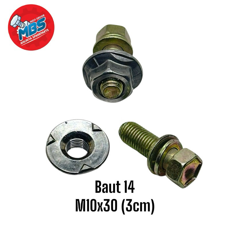 Jual MRJ 1set MUR BAUT 14 M10x30 BAUT ORI NUTS FALNGE LEBAR ORIGINAL ...