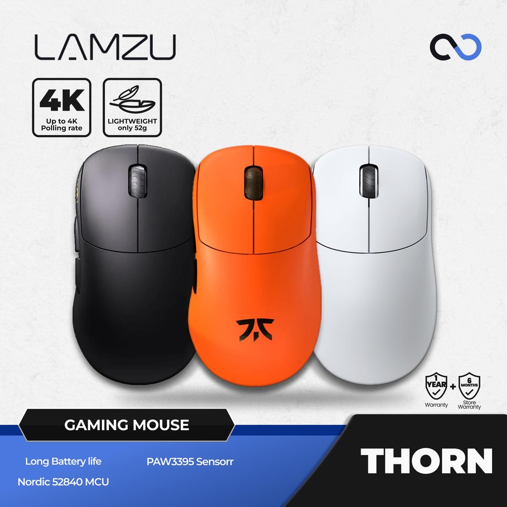 Jual Lamzu Thorn Wireless Ultra Light Ergonomic Gaming Mouse | Shopee Indonesia