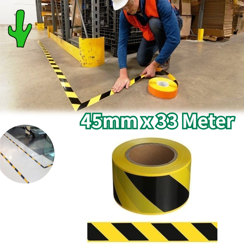 Jual 45MMx33M Floor Marking Tonata / Lakban Hitam Kuning / Lakban Police Line Vinyl | Shopee ...