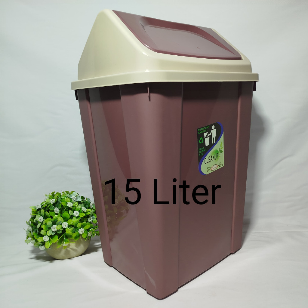 Jual Great - Tempat Sampah Tutup 5 Liter - 15 Liter Coklat Keranjang Tong Sampah Plastik ...