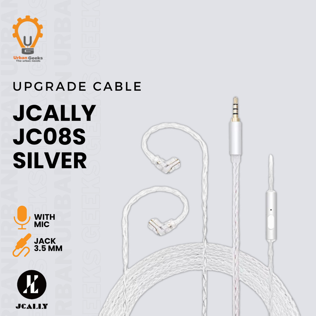 Jual JCALLY JC08S Silver 8 Core Upgrade Cable | Kabel Earphone 3.5mm dengan Mic | 5N OFC Silver ...