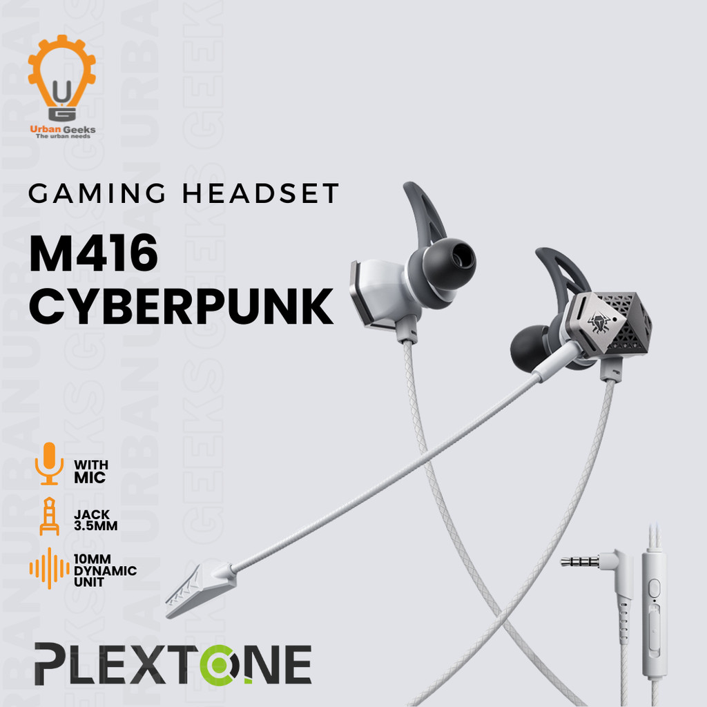 Jual PLEXTONE M416 Cyberpunk Gaming Earphone Wired Spaceship Design Dual Mic 10mm Driver ...