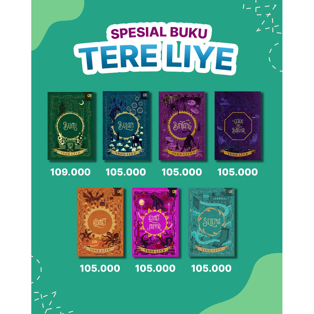 Jual Kumpulan Buku-buku Populer Tere Liye (Bumi, Bulan, Bintang, dll ...