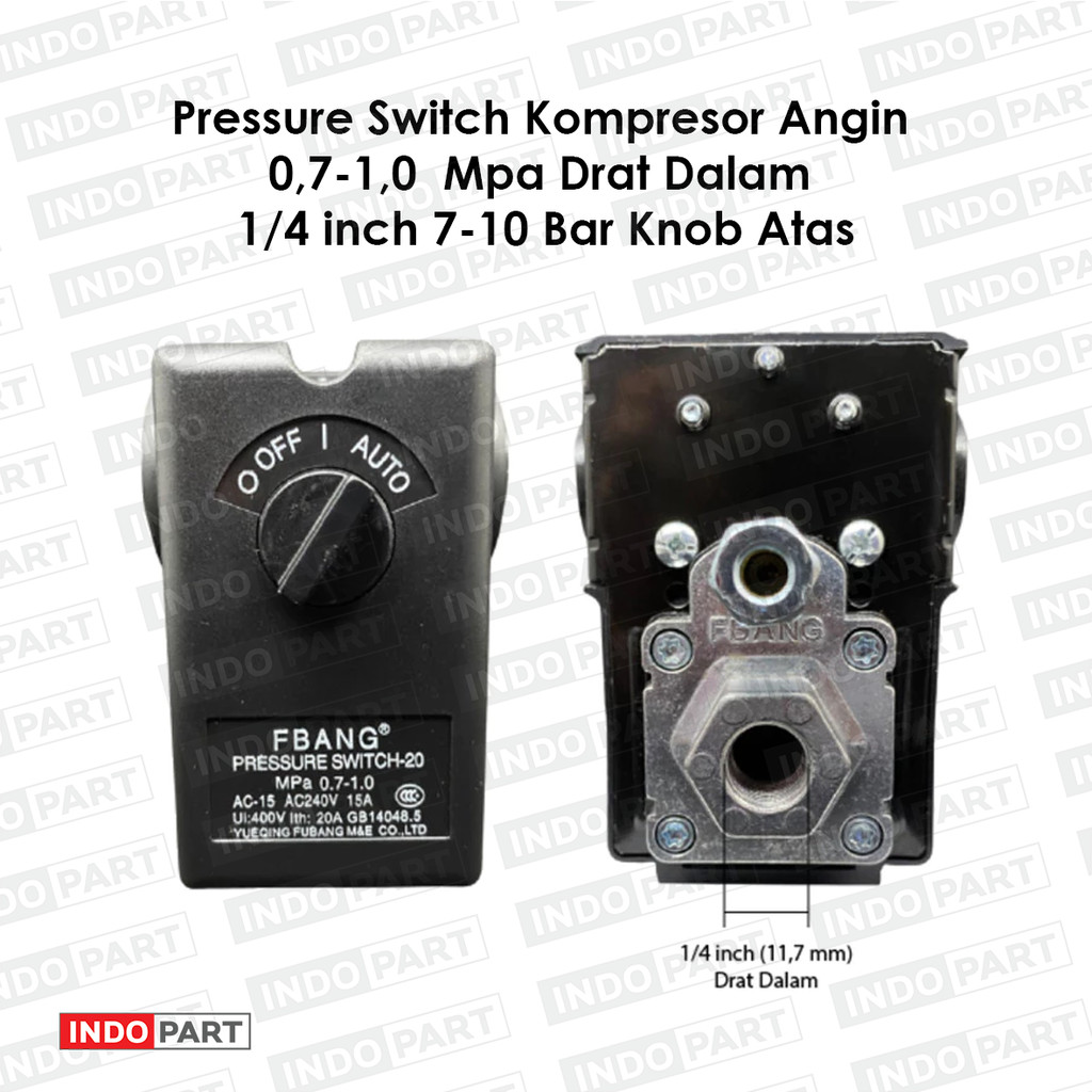 Jual Pressure Switch Otomatis Kompresor Angin 0,7-1,0 Mpa Drat Dalam 1/ ...