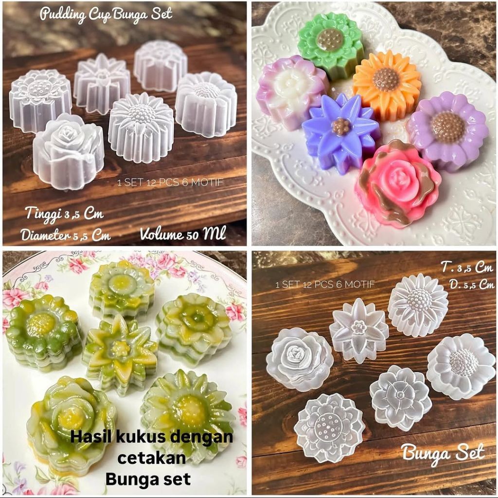 Jual Cetakan Puding Bunga Set 12pcs / Cetakan Pudding Bunga / Loyang ...