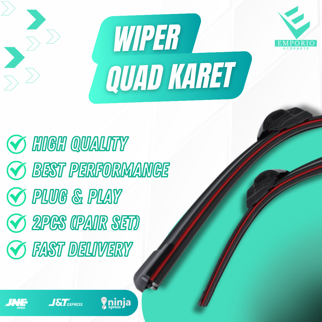 Jual Wiper Depan Kaca Mobil Quad Blade Frameless 4 Lapis Karet 1 Set