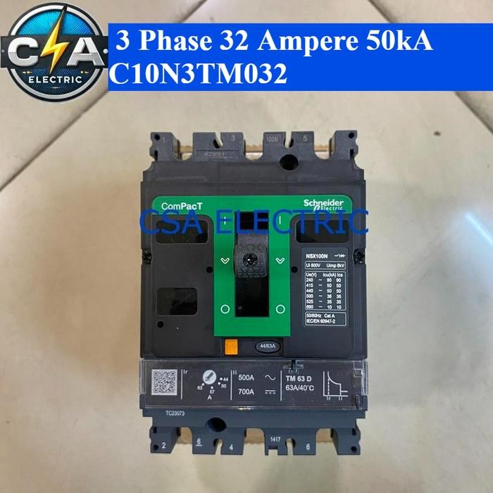 Jual MCCB Schneider 3p 32a NSX100N 3 Phase 32 Ampere 50kA C10N3TM032 ...