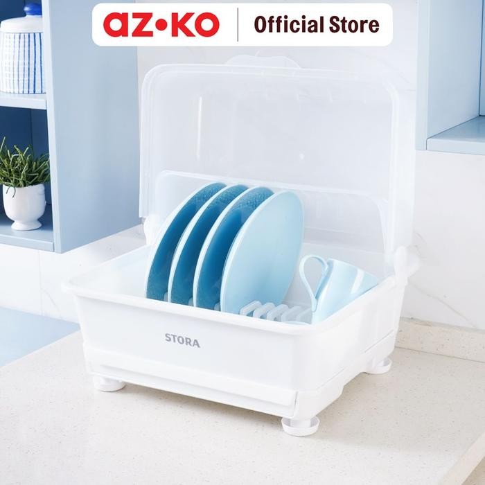 Jual AZKO Krischef Rak Piring Dengan Penutup - Putih | Shopee Indonesia