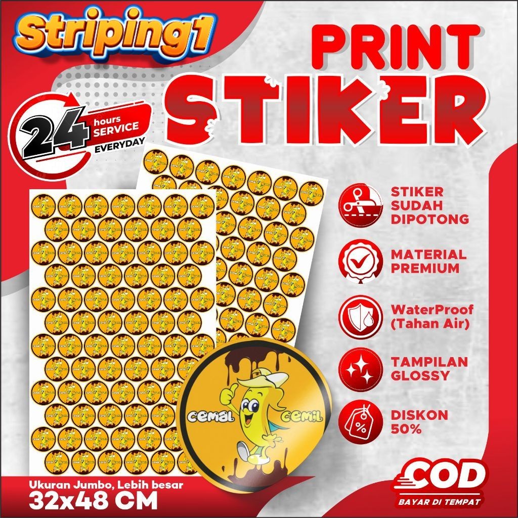 Jual Cetak Sticker Custom Label Kemasan A3+ Untuk Toko Olshop Makanan ...