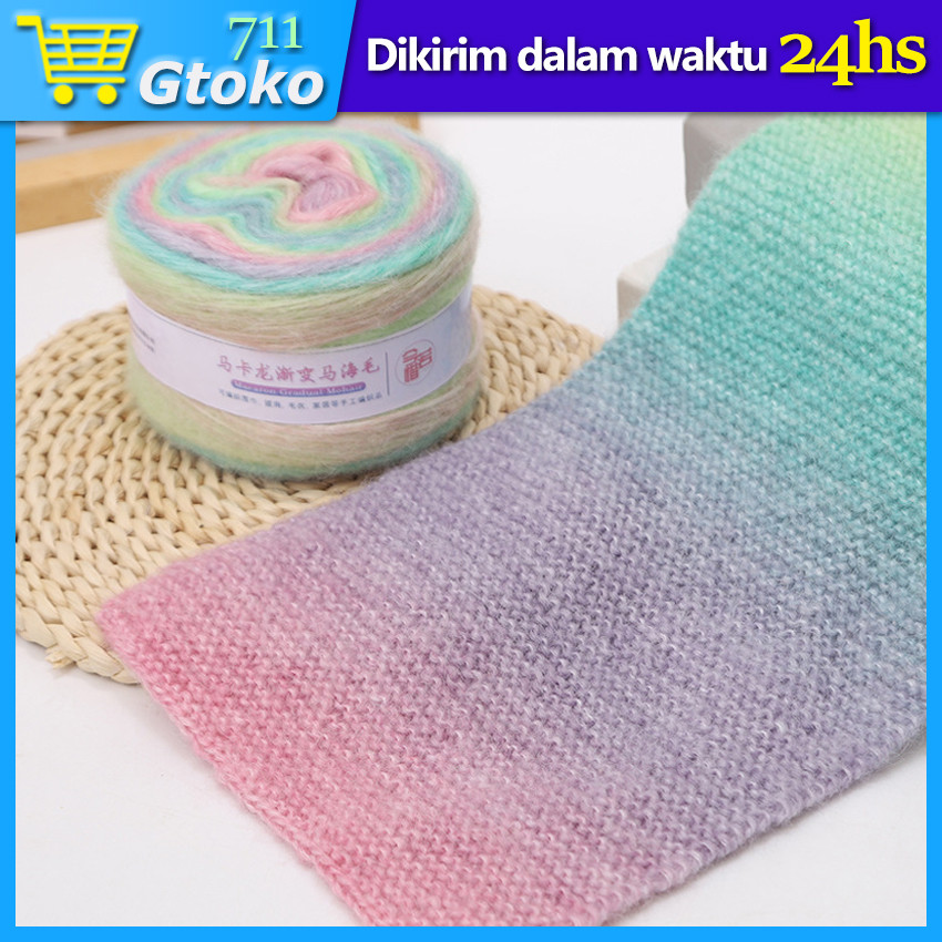 Jual Benang Rajut Gradasi Warna Katun Mohair Ombre Lembut Rainbow DIY ...