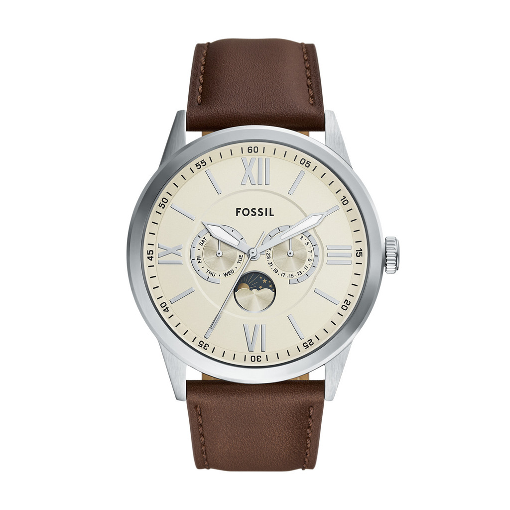 Jual Fossil Alloy Flynn Brown Leather Strap 48MM Jam Tangan Pria 48MM BQM7085 | Shopee Indonesia