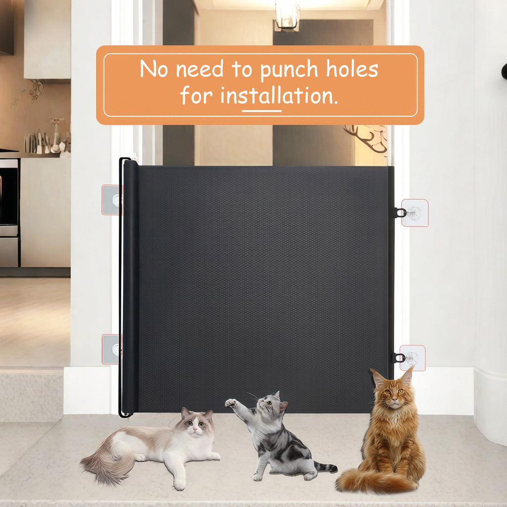 Jual Automatic Retractable Cat Gate Folding Dog Barrier Safety Stair ...