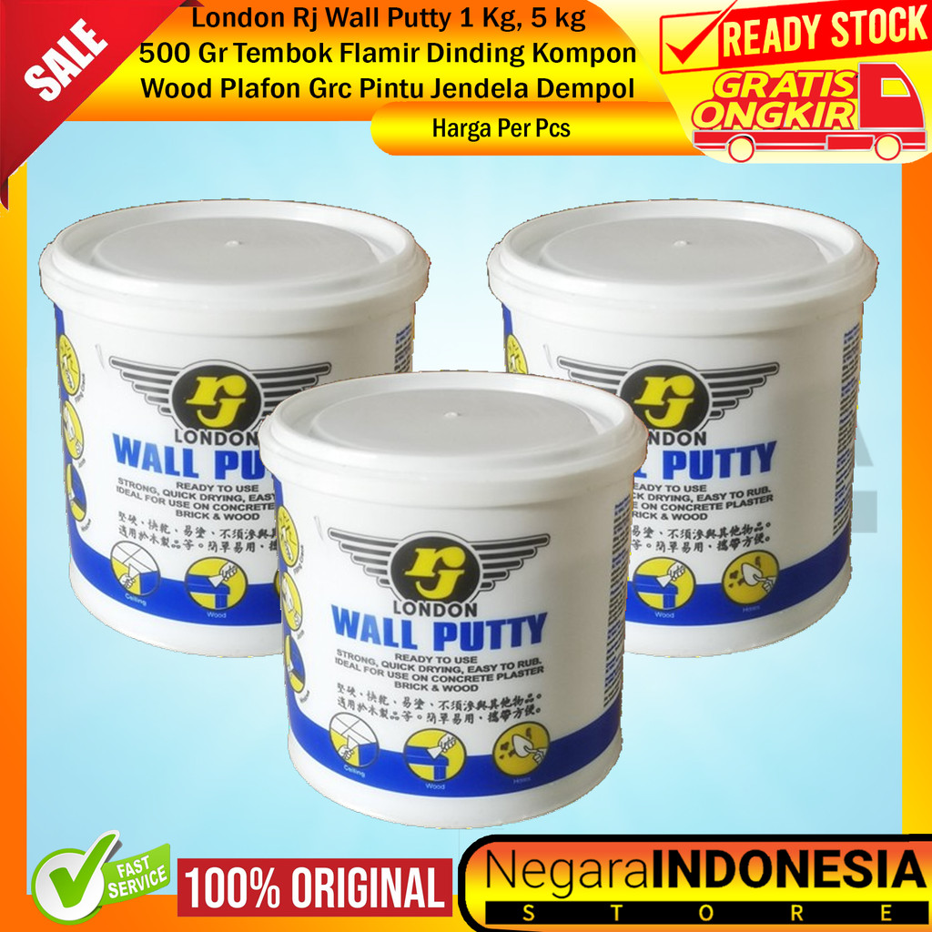 Jual Rj London Wall Putty 1 Kg Kilogram Dempul Tembok Plamir Kayu ...