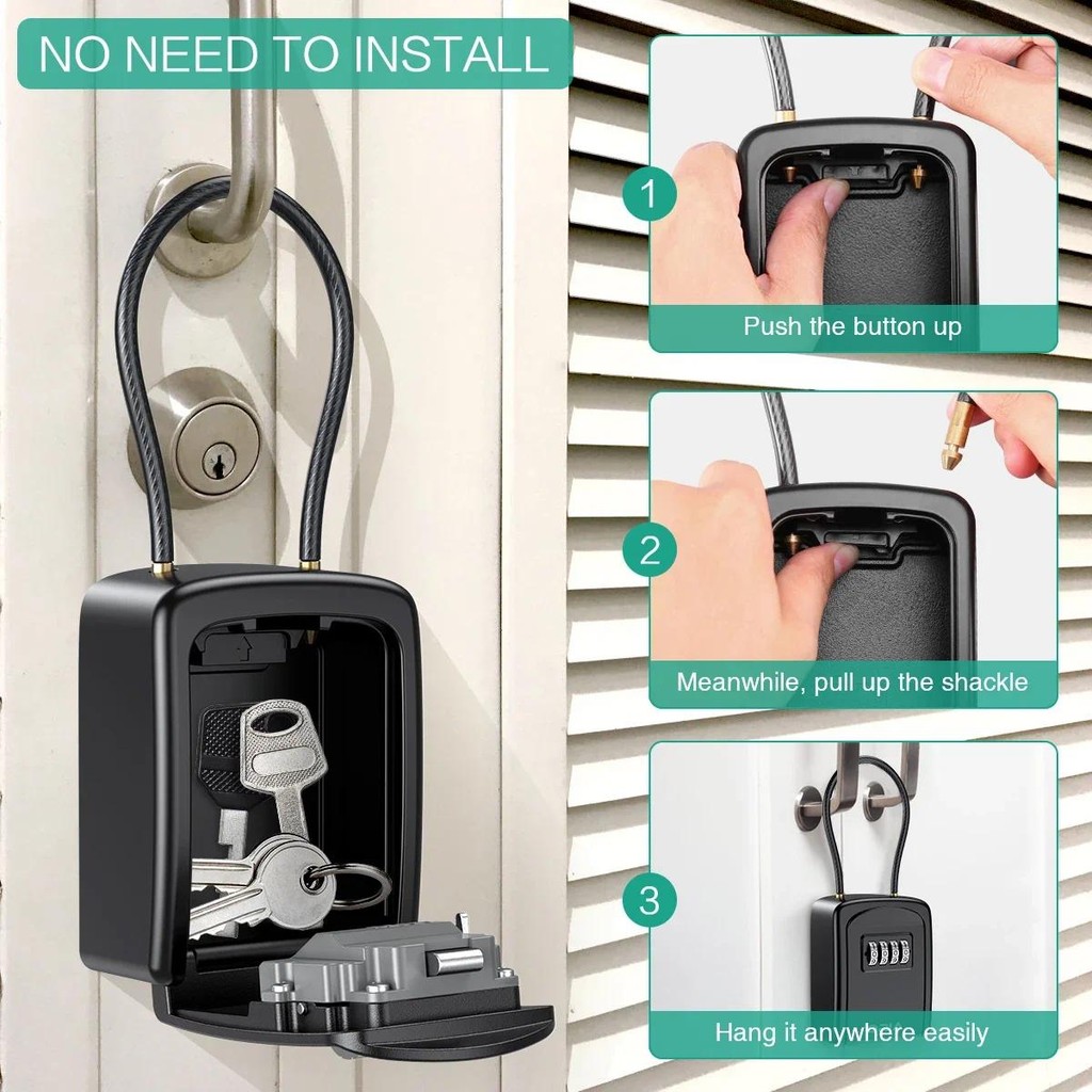 Jual Key Lock Box 4 Digit Combination Key Safe Box Waterproof Key ...