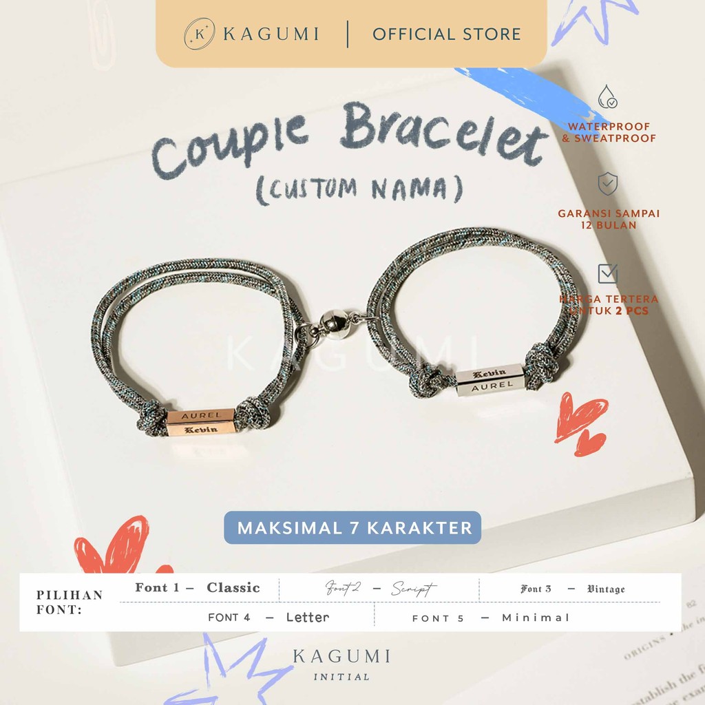 Jual KAGUMI Initial - Love Bracelet | Gelang Serut Magnet Custom ...