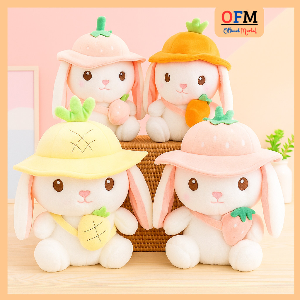 Jual Mainan Anak Mewah Murah Boneka Karakter Rabbit Pakai Topi Ukuran ...