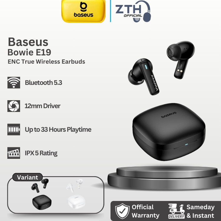 Jual Baseus E19 Super Bass TWS ENC True Wireless Earbuds Earphone | Shopee Indonesia