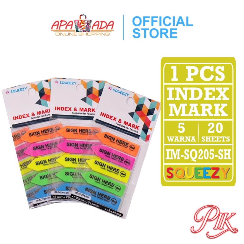 Jual Index Mark Warna Sign Here [1 pcs - 100 Lembar] / Penanda Squeezy ...